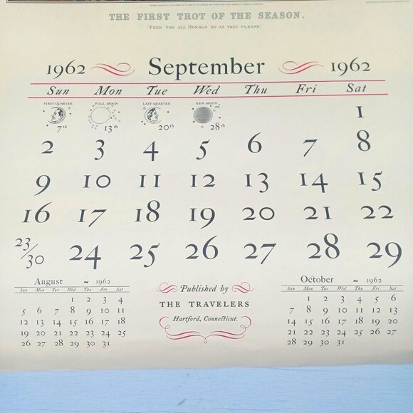 The Travelers | Wall Decor | Vintage 962 Travelers Calendar With ...